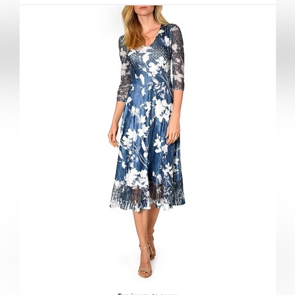 Komarov | Dresses | Nwt Komarov Vneck Sheer Hem 34 Sleeve Midnight Vine ...